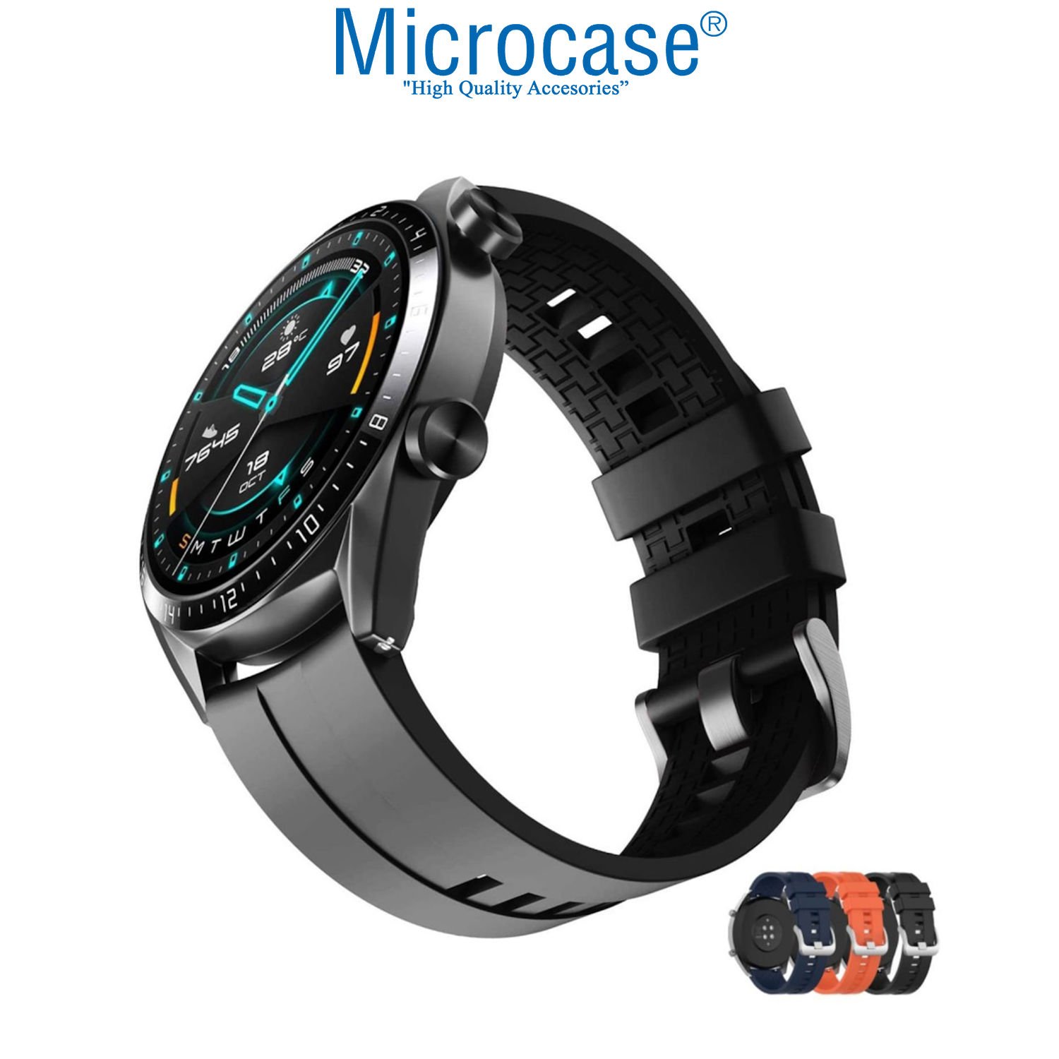 Microcase Moto 360 42 mm için Delikli Silikon Kordon Kayış - KY12