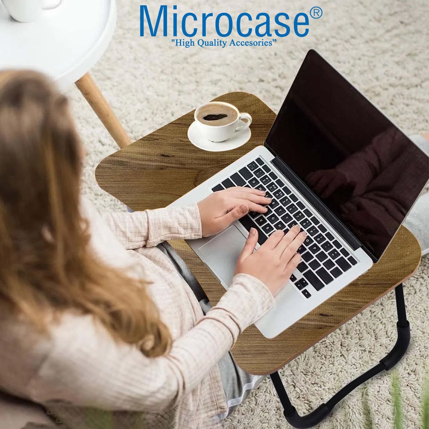 Microcase Portatif Atlantik Çam MDF Laptop Sehpası Katlanabilir Çalışma ...