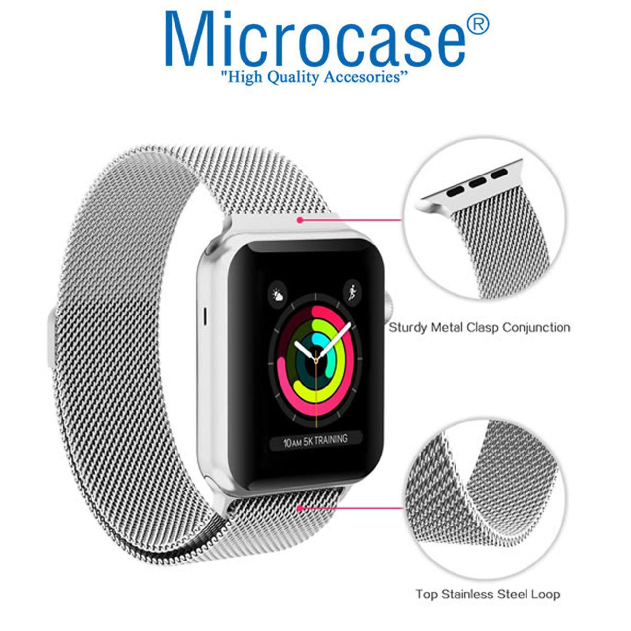 Microcase Apple Watch Seri 6 40mm Metal Mıknatıslı Kordon Kayış M-L KY6 ...